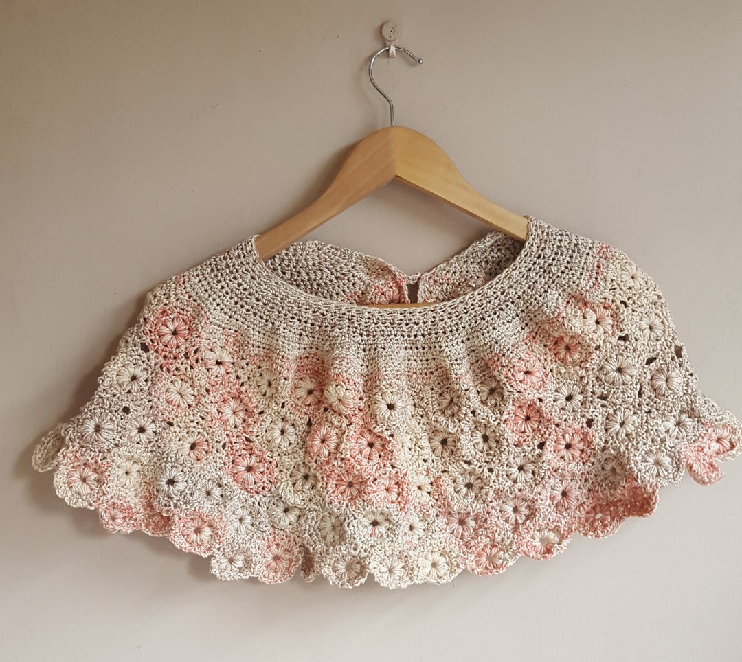 Crochet Capelet Pattern, Petite Crochet Flower Wedding Shawl Pattern ...