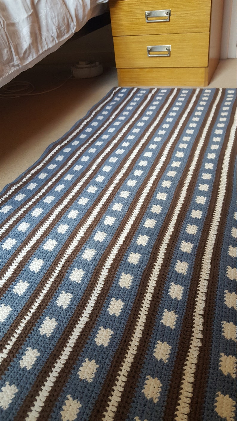 Rectangular Blue Crochet Rug Pattern for Beginners to Crochet, Cosy ...