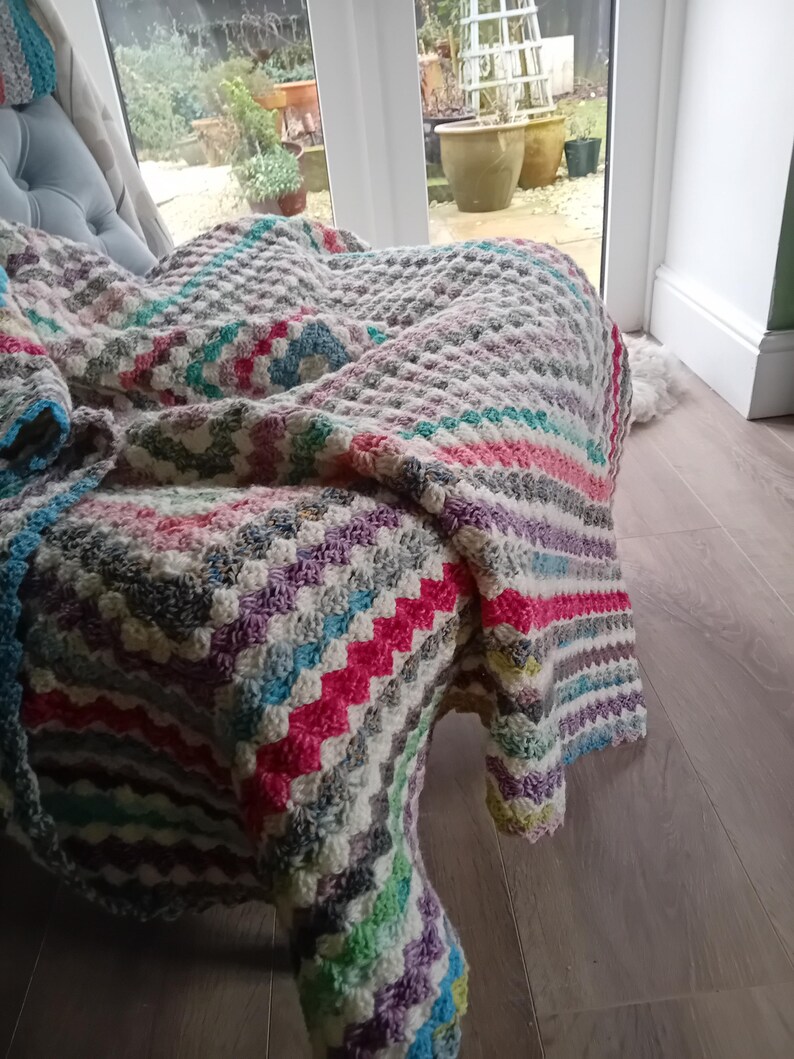 Tweed Crochet Blanket Pattern: In-the-round Yarn Scrap Project (digital ...