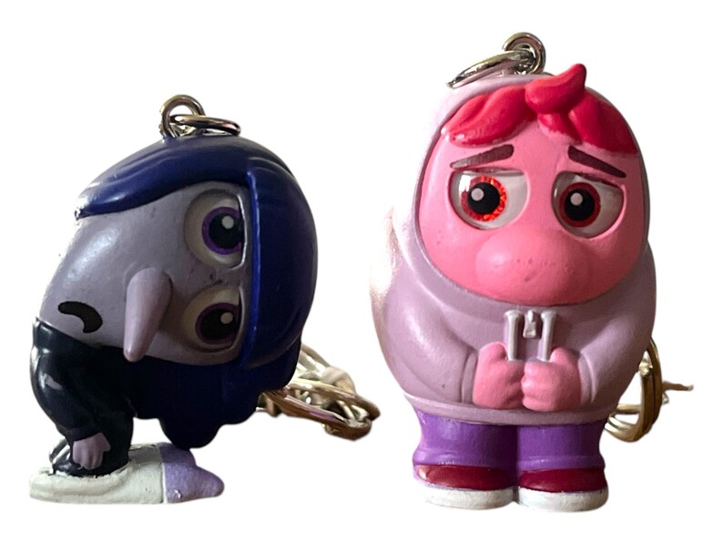 Adorable Recycle Repurposed Figure Toys Keychain Emotions Sadness Joy ...