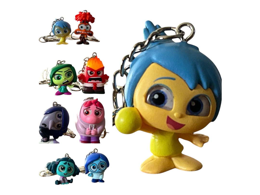 Adorable Recycle Repurposed Figure Toys Keychain Emotions Sadness Joy ...