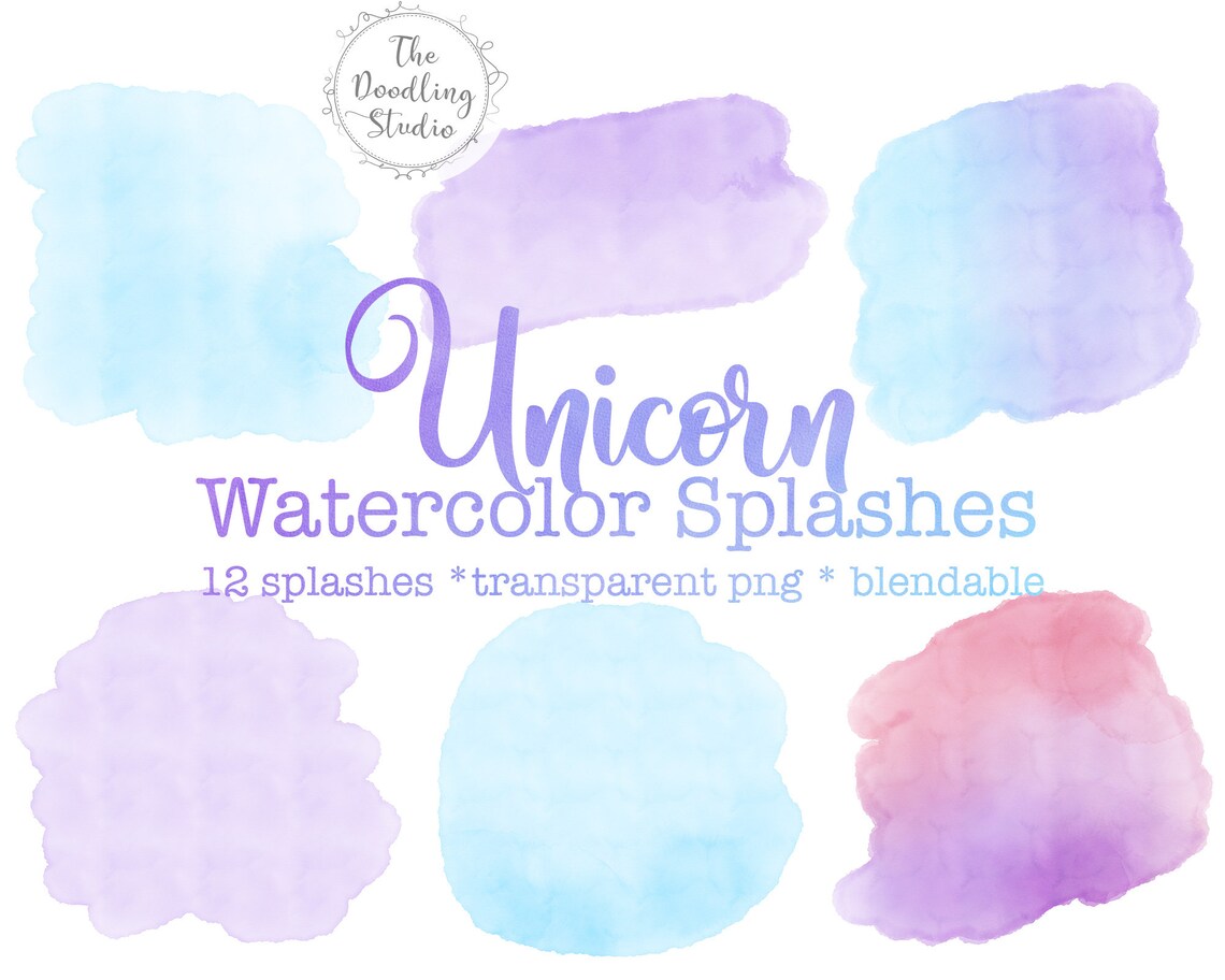 Unicorn Watercolor Splashes Clipart 12 Splashes png, Transparent ...