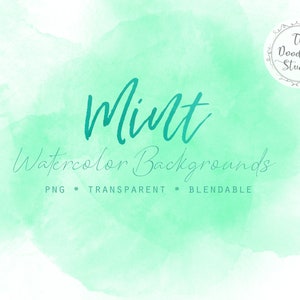 Mint Watercolor Backgrounds - 12 BACKGROUNDS (png, Transparent ...