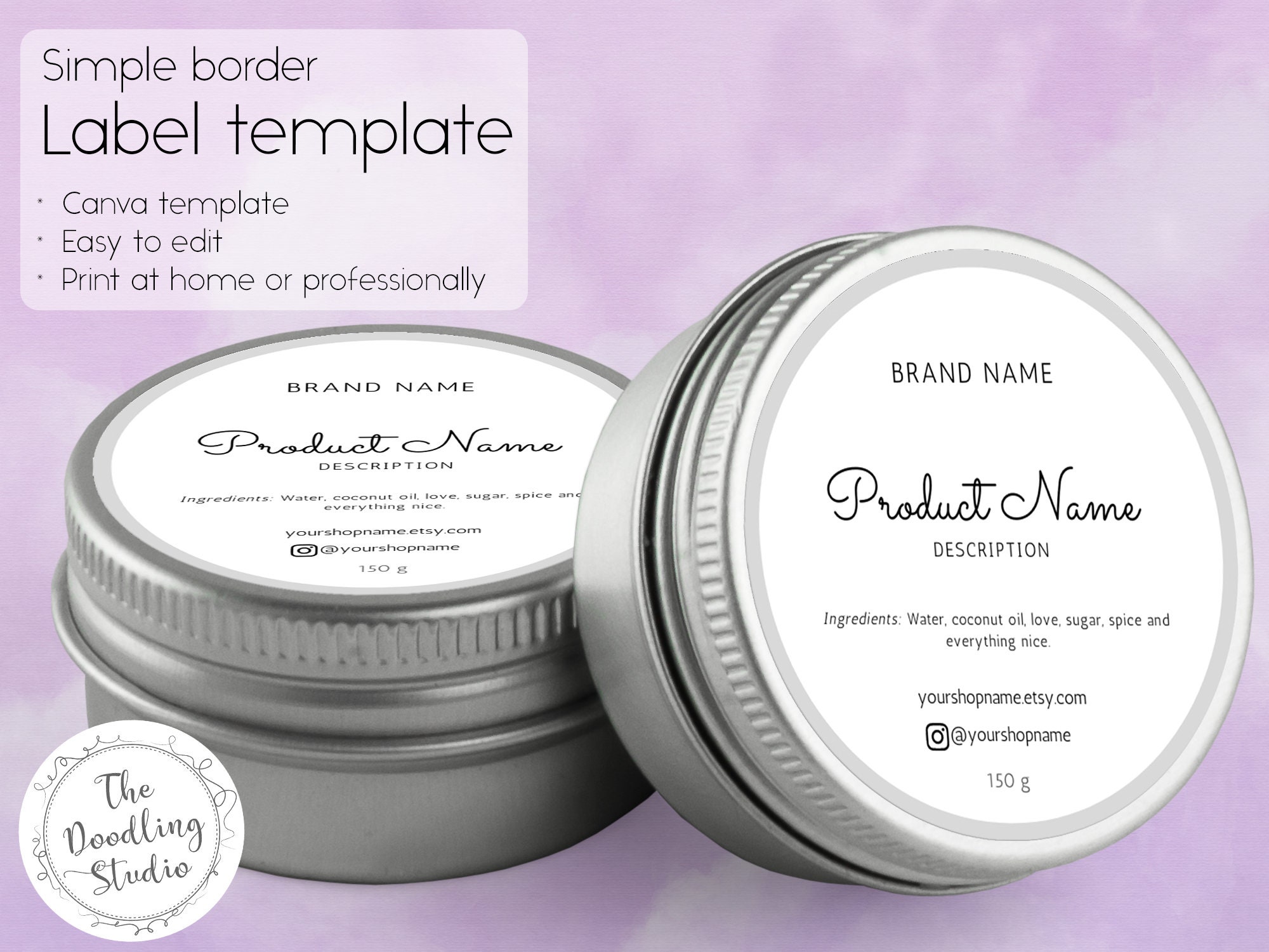 Simple Border Round Label Template for Candles, Lotions, Body Butter ...