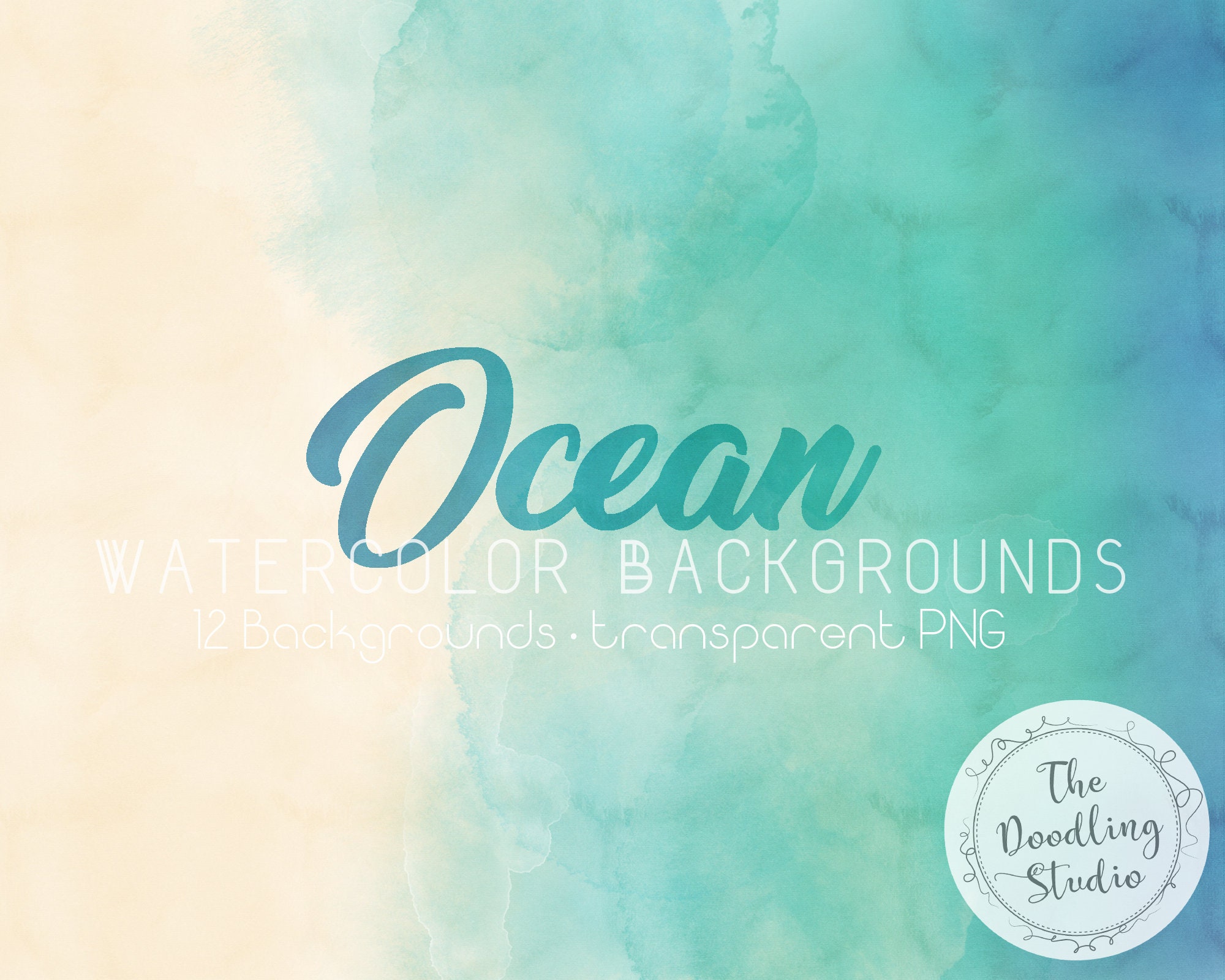 Ocean Watercolor Backgrounds - 12 BACKGROUNDS - Beach and Sea Textures ...