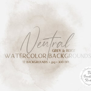 Neutral Grey & Beige Watercolor Backgrounds - 12 BACKGROUNDS (jpeg, 300 ...