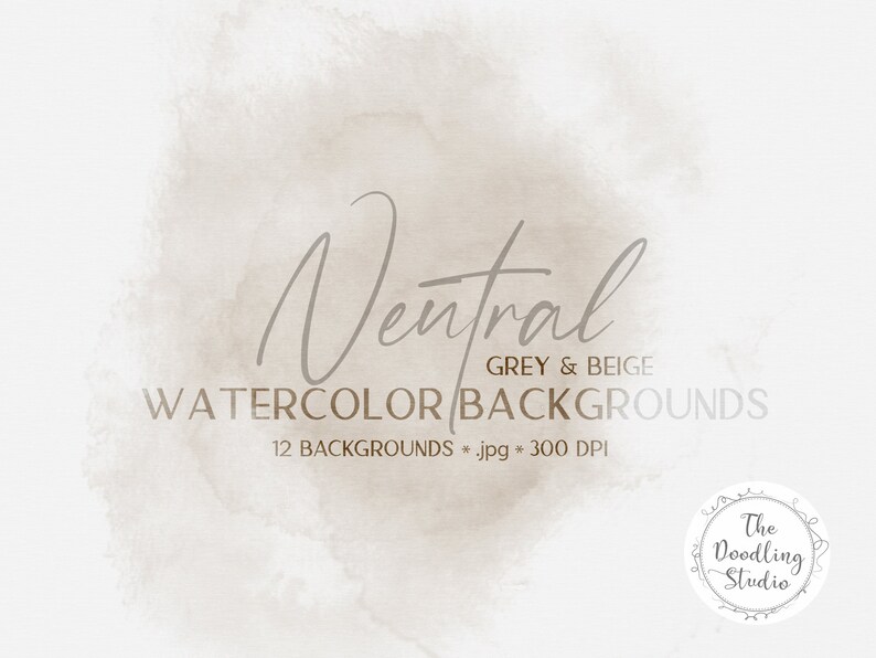 Neutral Grey & Beige Watercolor Backgrounds - 12 BACKGROUNDS (jpeg, 300 ...