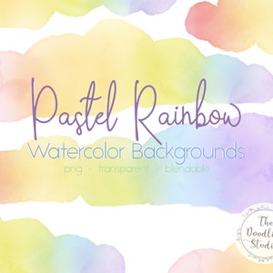 Pastel Rainbow Watercolor Backgrounds - 12 BACKGROUNDS (png ...