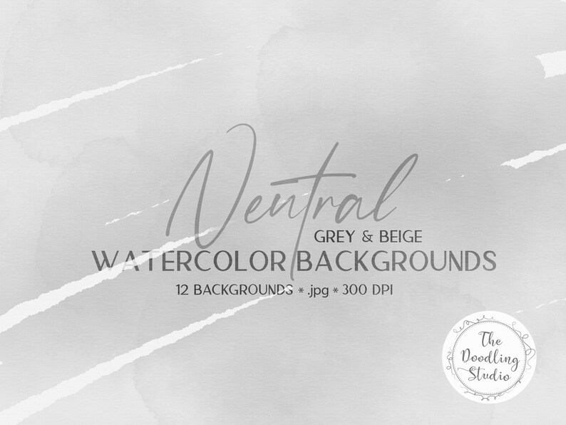 Neutral Grey & Beige Watercolor Backgrounds - 12 BACKGROUNDS (jpeg, 300 ...