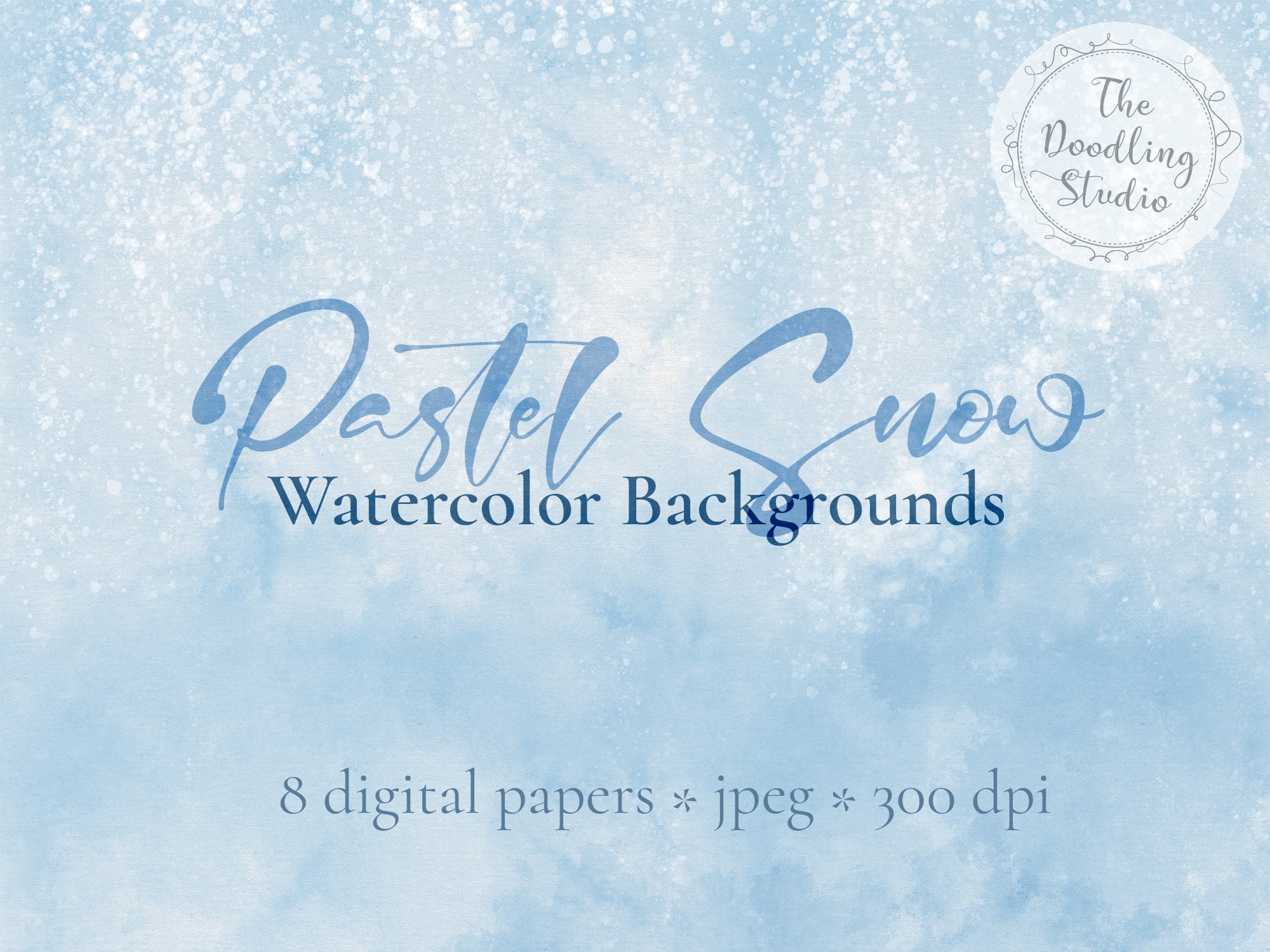 Pastel Snow Watercolor Backgrounds 8 Digital Papers digital - Etsy