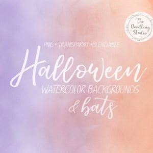 Halloween Watercolor Background Textures & Bats - 12 BACKGROUNDS 6 BATS ...