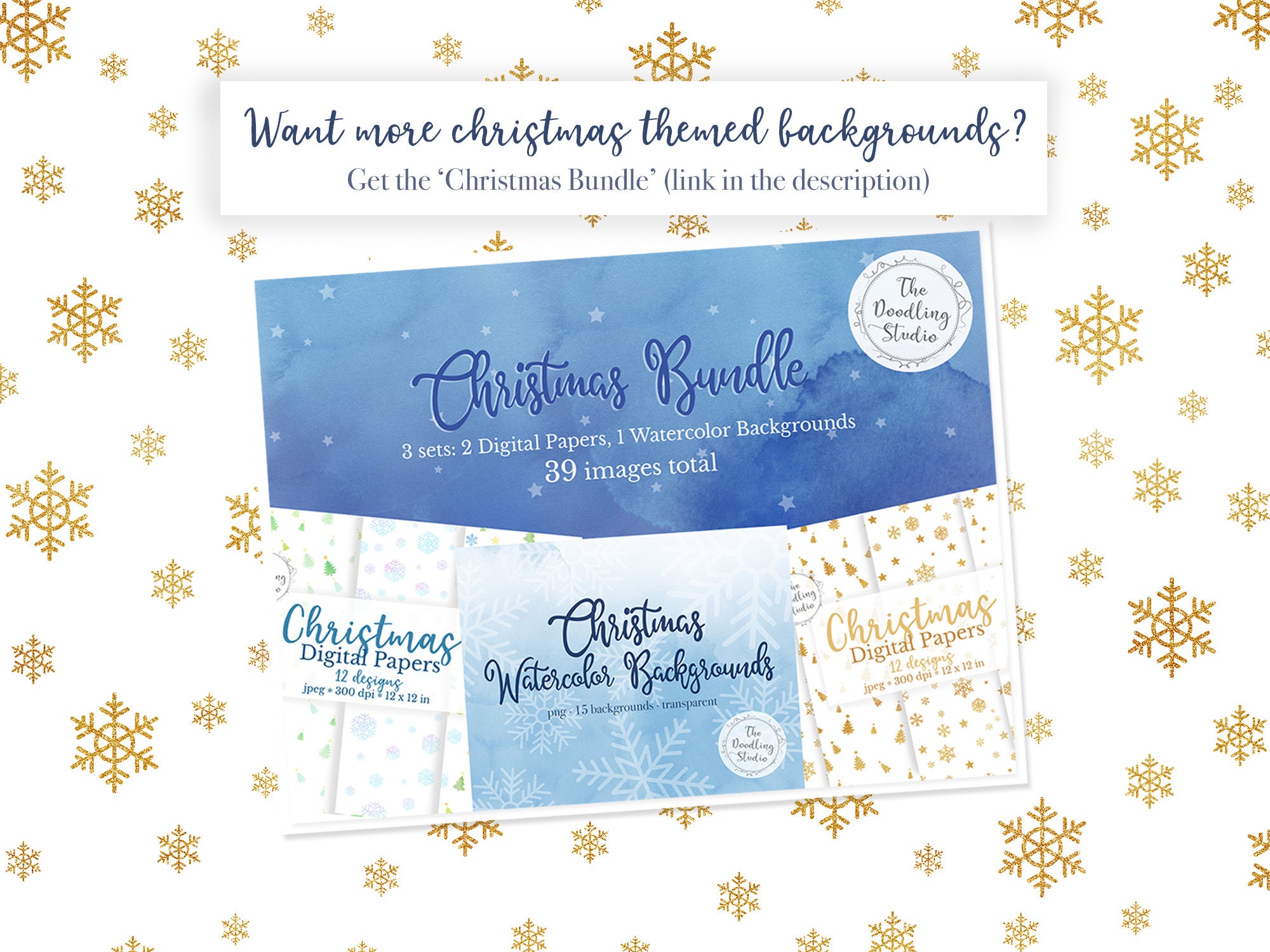 Gold Christmas Textures Digital Papers Snowflakes Stars and - Etsy