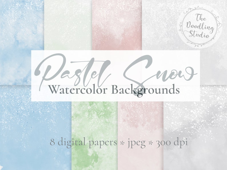 Pastel Snow Watercolor Backgrounds 8 Digital Papers digital - Etsy