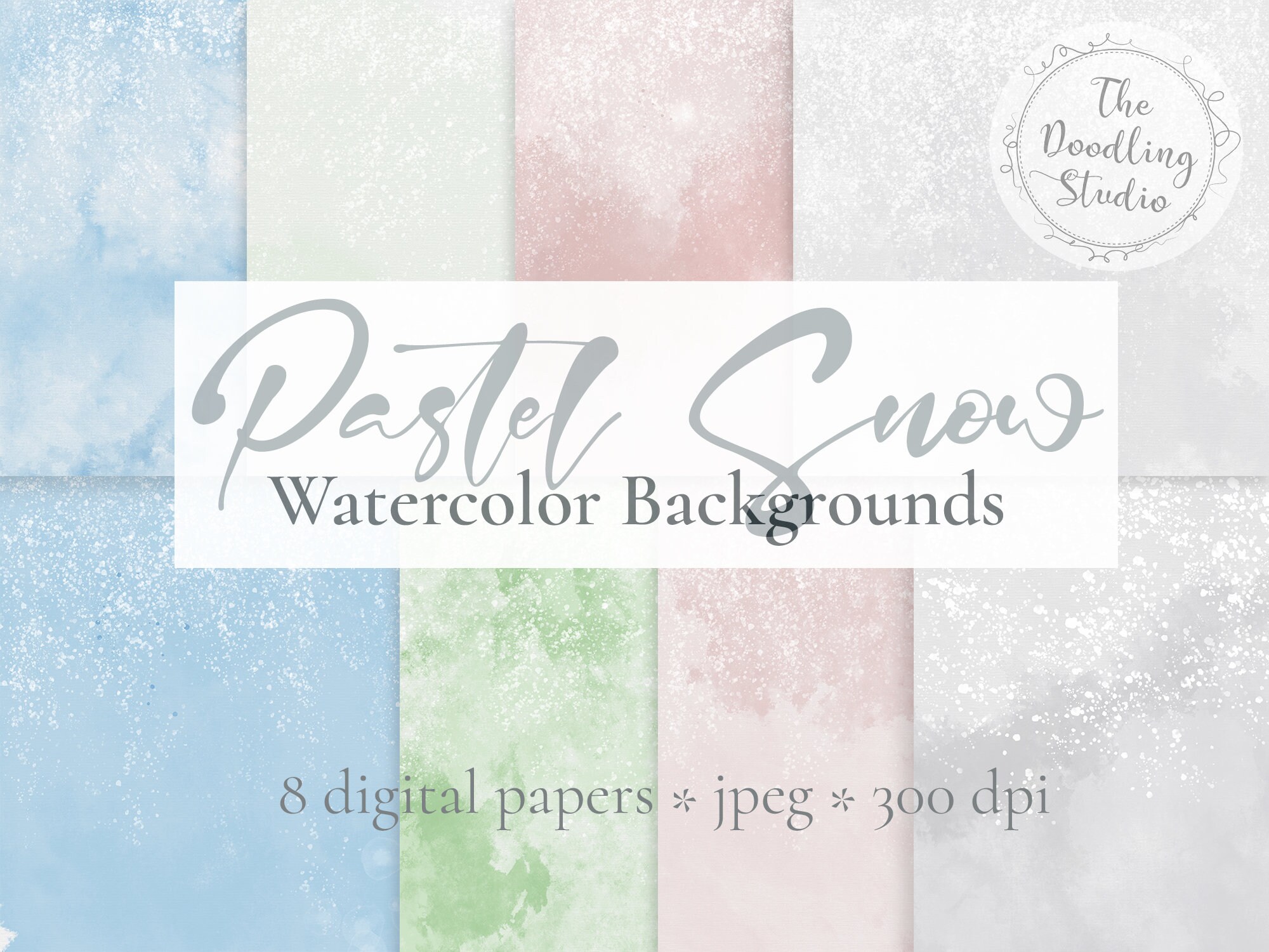 Pastel Snow Watercolor Backgrounds 8 Digital Papers digital - Etsy