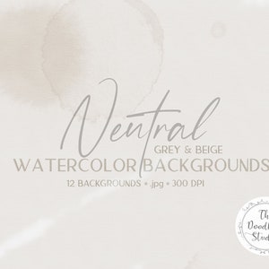 Neutral Grey & Beige Watercolor Backgrounds - 12 BACKGROUNDS (jpeg, 300 ...