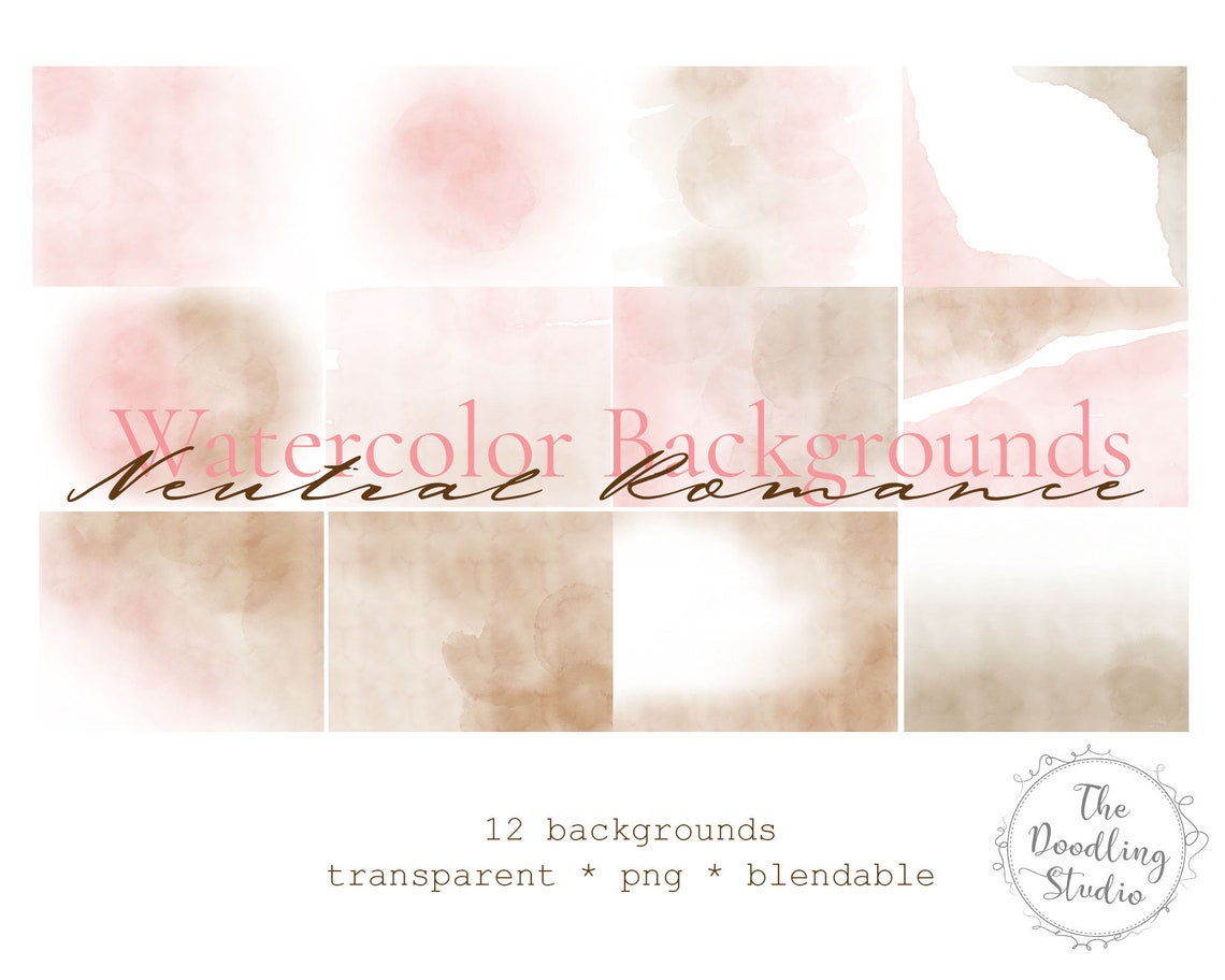 Neutral Romance Watercolor Backgrounds 12 BACKGROUNDS png - Etsy