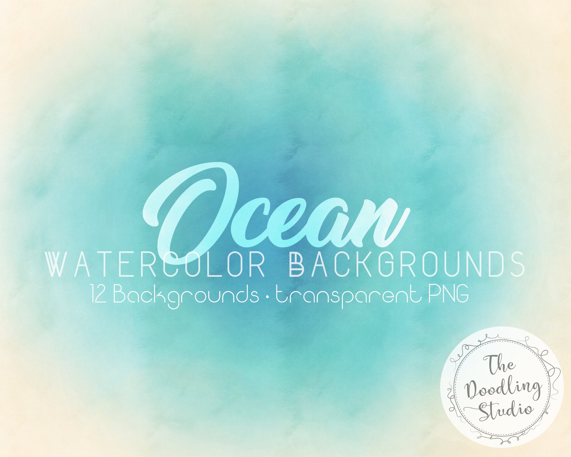 Ocean Watercolor Backgrounds - 12 BACKGROUNDS - Beach and Sea Textures ...