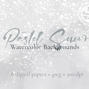 Pastel Snow Watercolor Backgrounds 8 Digital Papers digital - Etsy