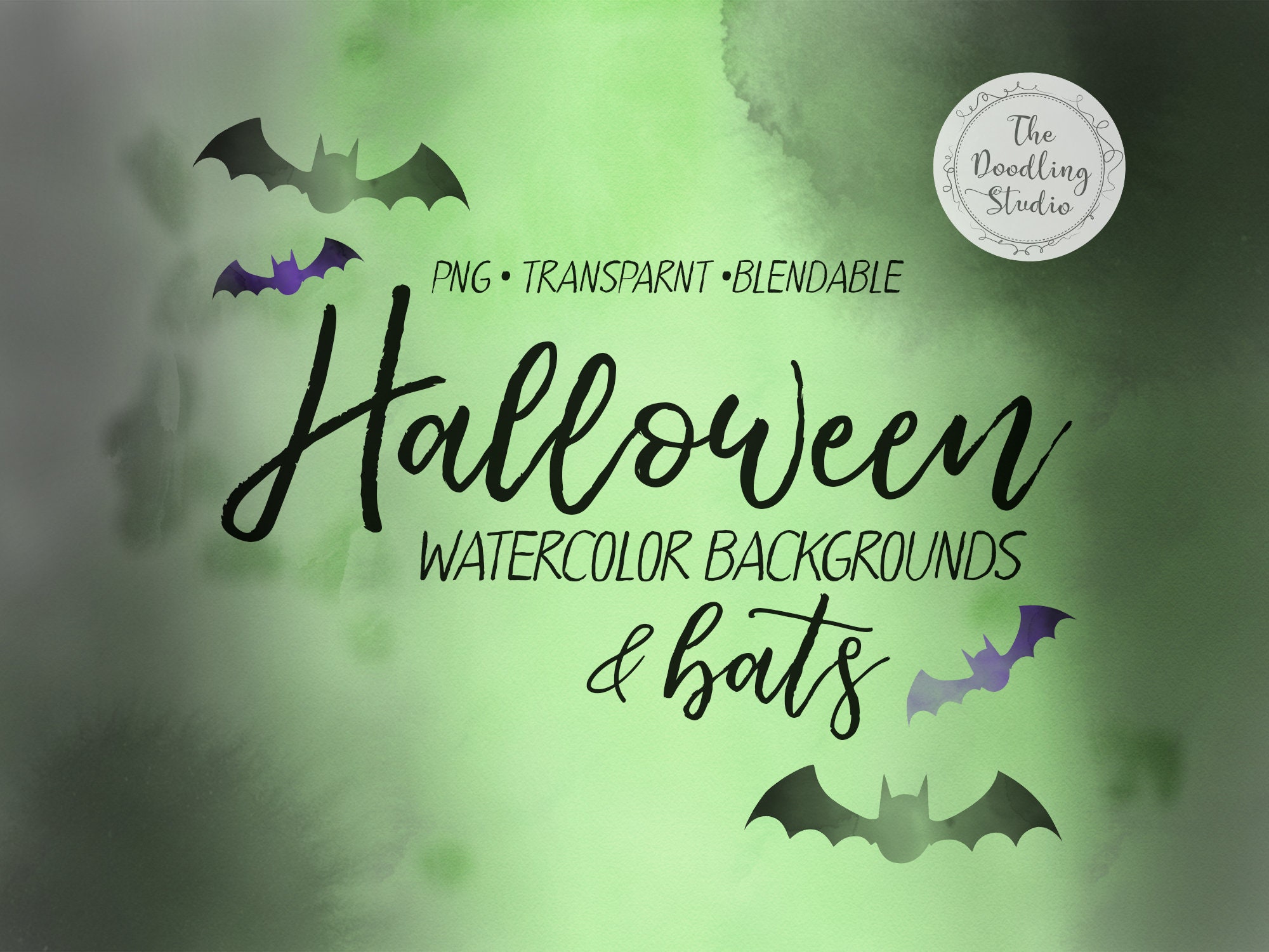 Halloween Watercolor Background Textures & Bats 12 - Etsy