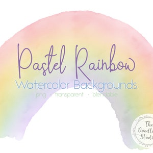 Pastel Rainbow Watercolor Backgrounds - 12 BACKGROUNDS (png ...