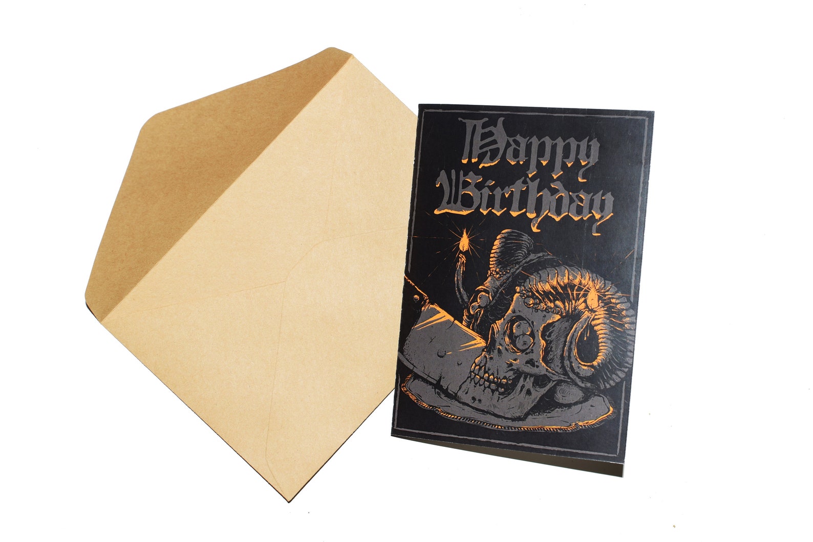 Happy Birthday Postcard metalhead Rocker Skull Dark Goth Gothic Macabre ...