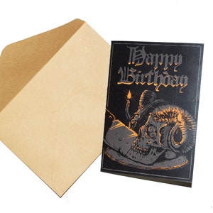 Happy Birthday Postcard (metalhead Rocker Skull Dark Goth Gothic ...