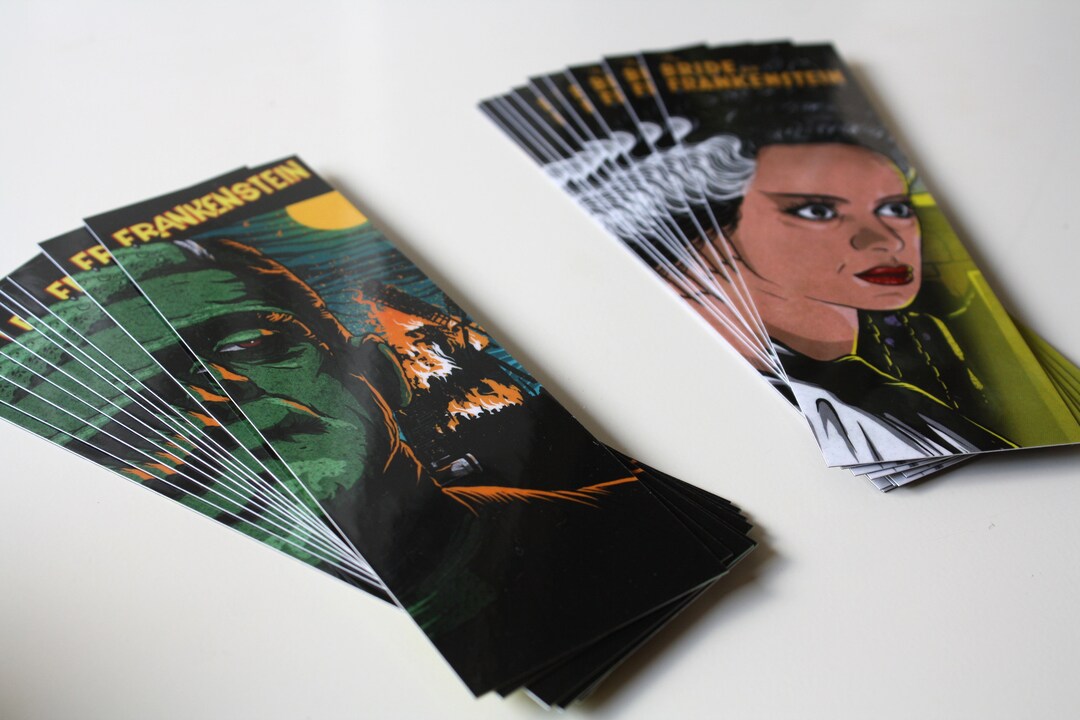 Frankenstein and Bride of Frankenstein Bookmark - Etsy