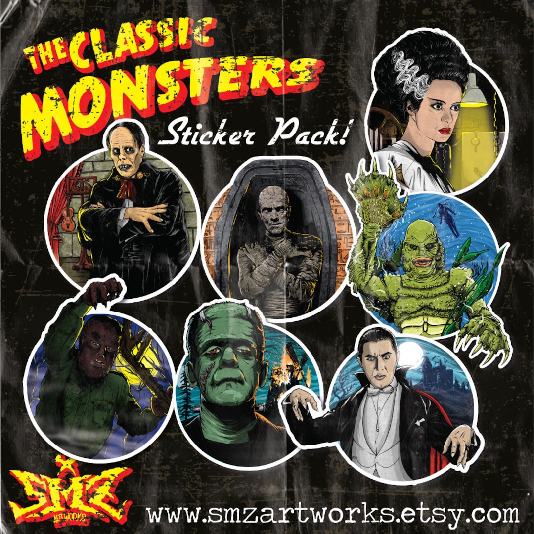 Classic Monsters Sticker Pack - Etsy