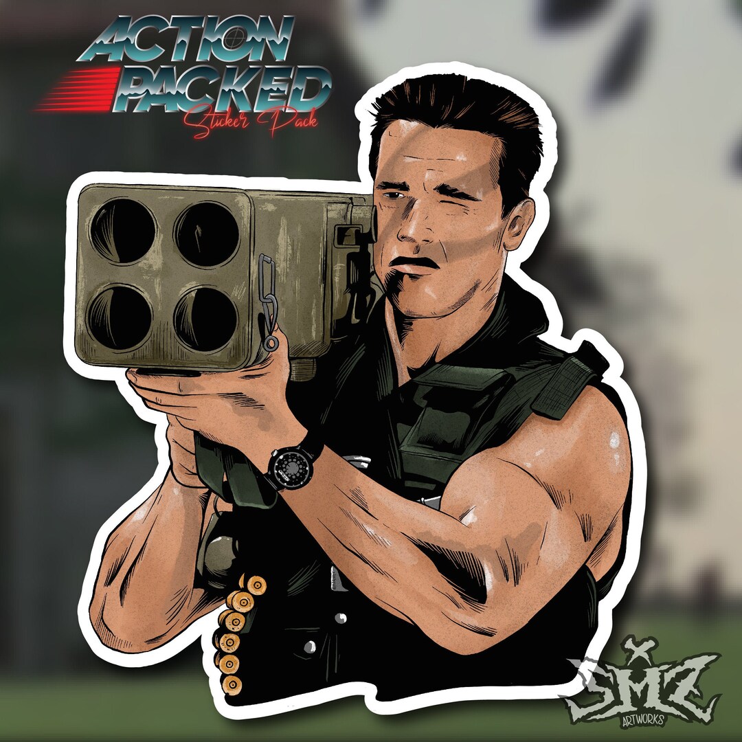 Commando Arnold Schwarzenegger Vinyl Sticker - Etsy 日本