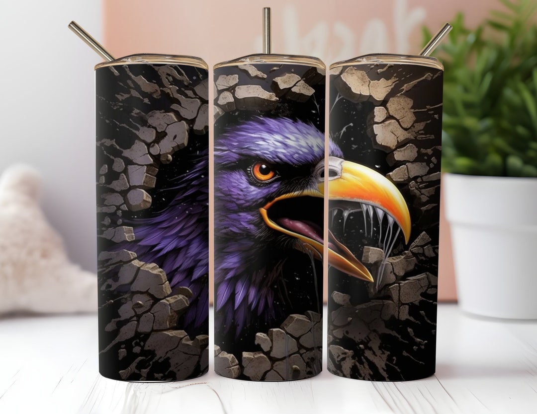 3D Purple Baltimore Ravens Inspired Design 20 Oz Skinny Tumbler ...