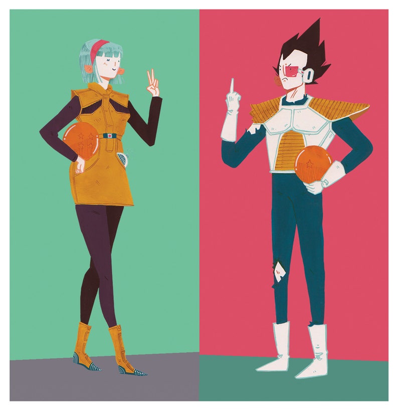Frenemies Series Vegeta Vs Bulma Square Art Print - Etsy