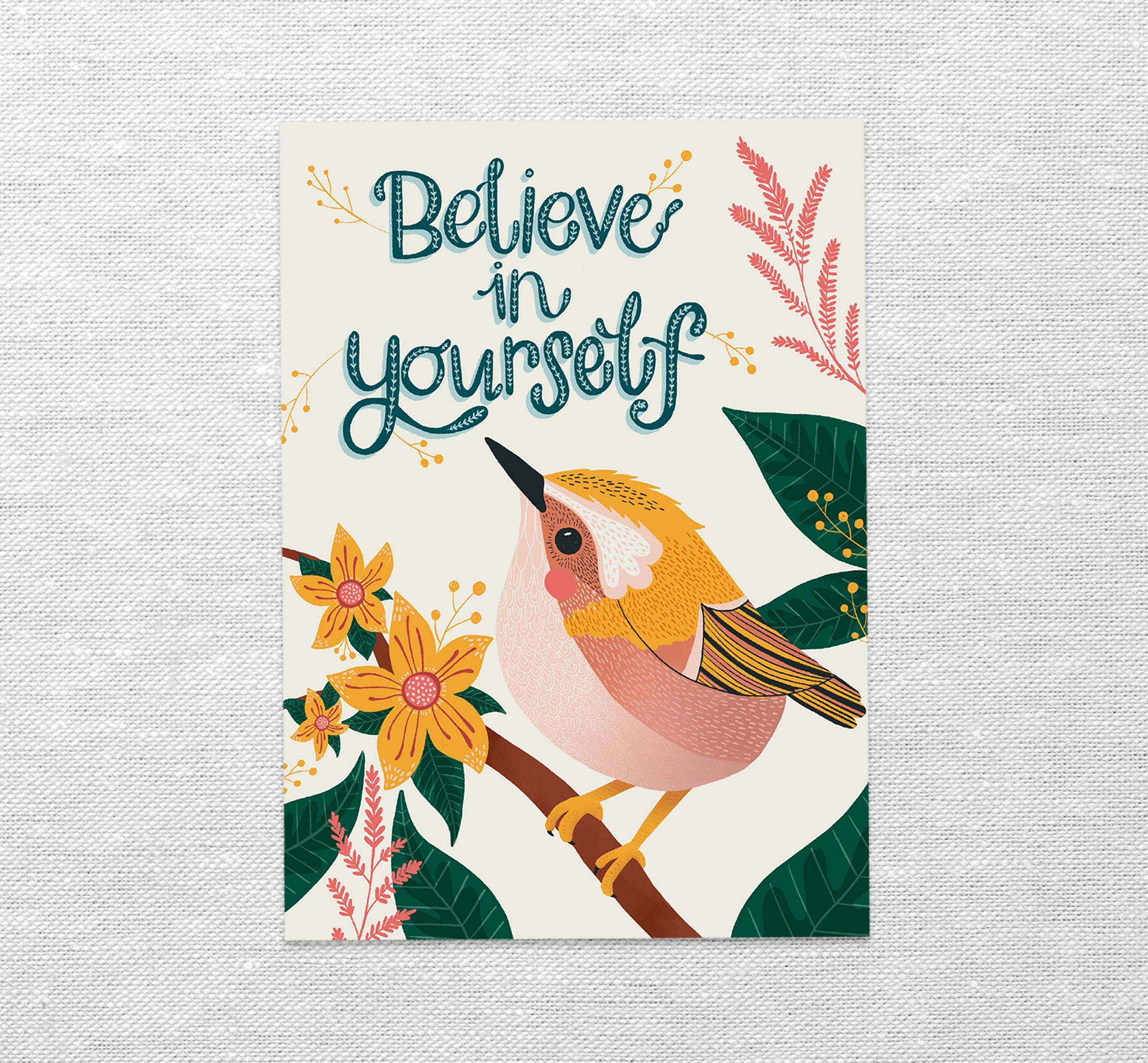 Believe in Yourself Kind Bird Word Affirmation Art Print A5 - Etsy