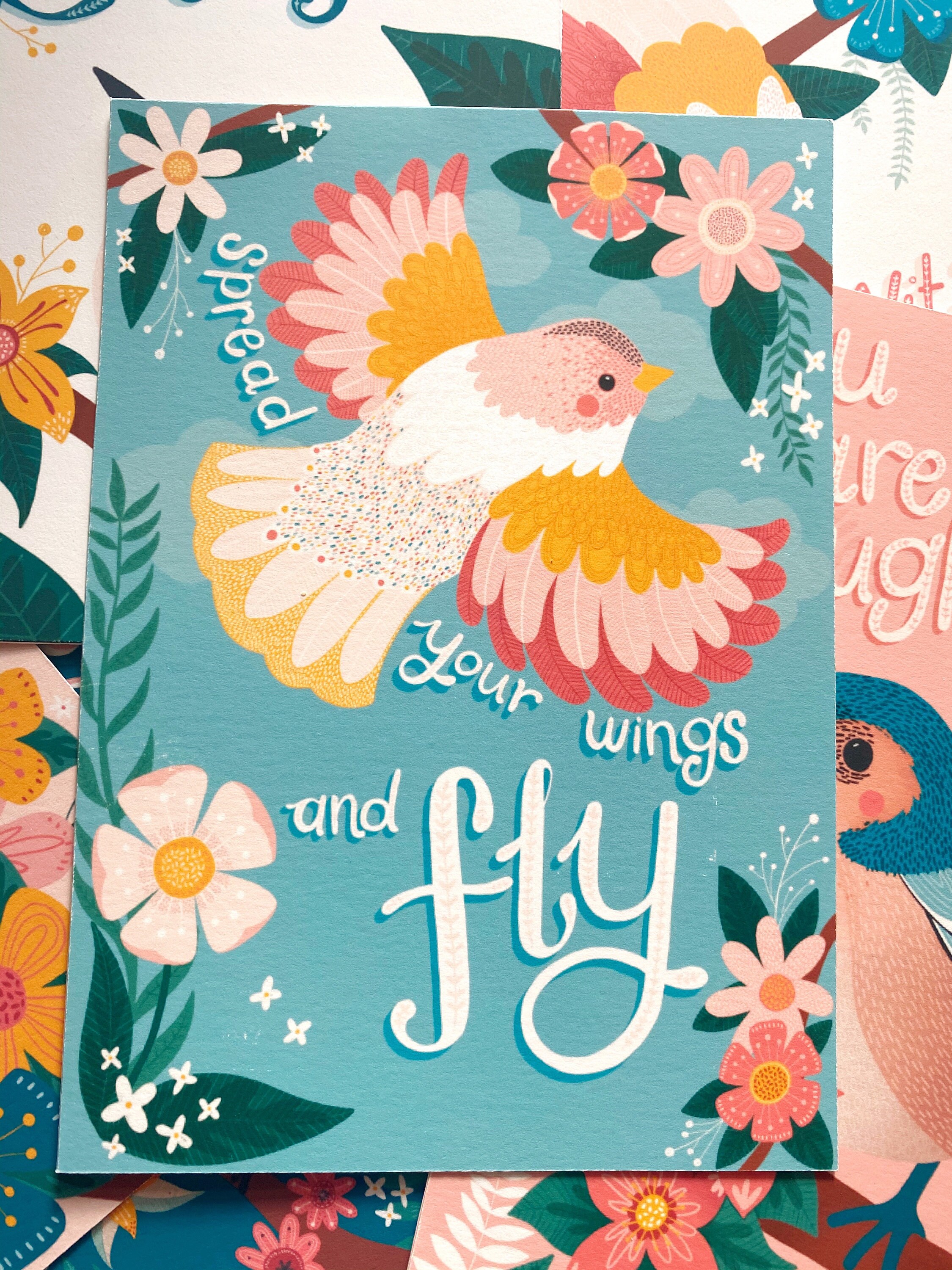 Kind Bird Word Mini Prints Set Affirmation Cards - Etsy