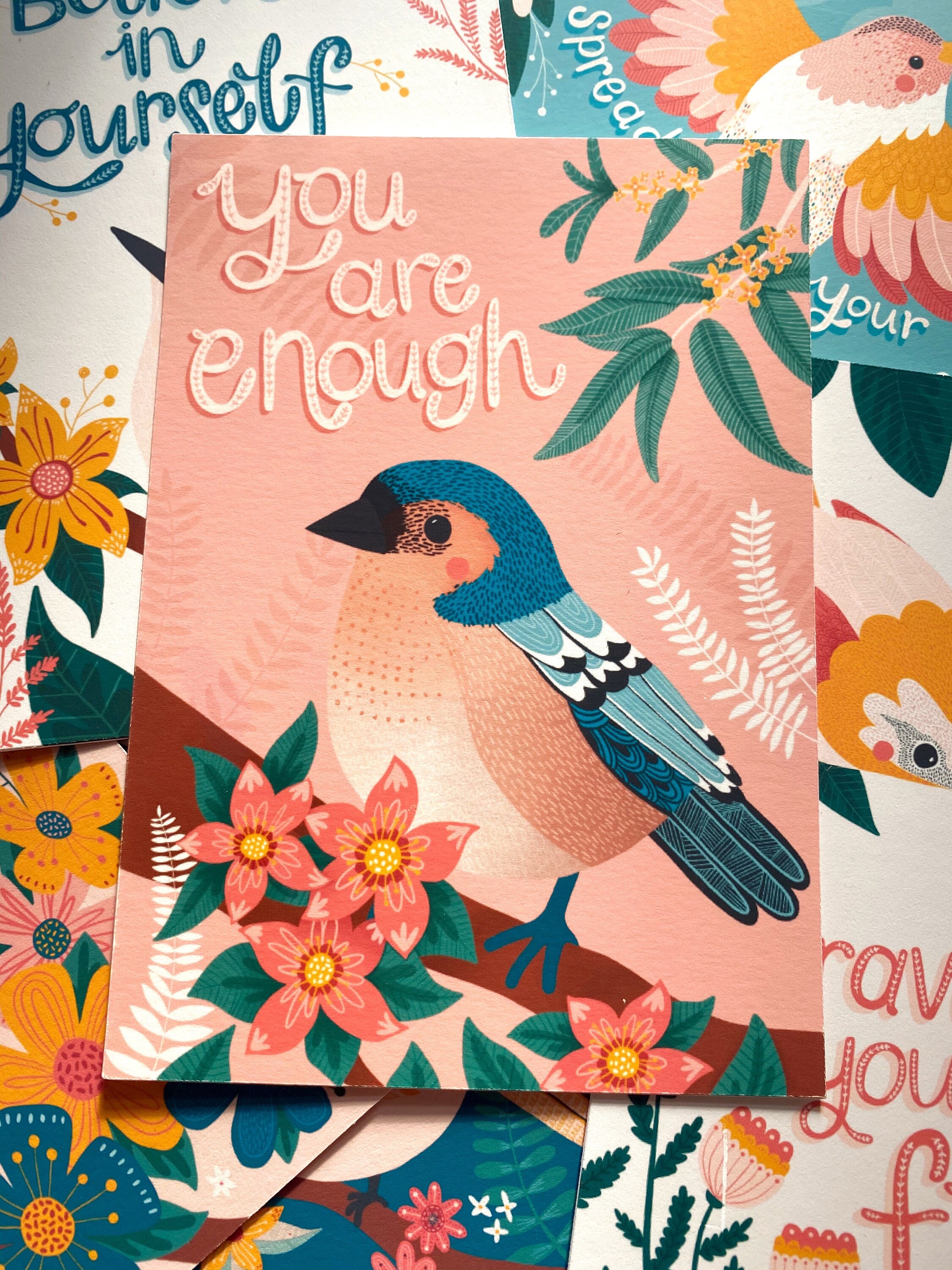 Kind Bird Word Mini Prints Set Affirmation Cards - Etsy