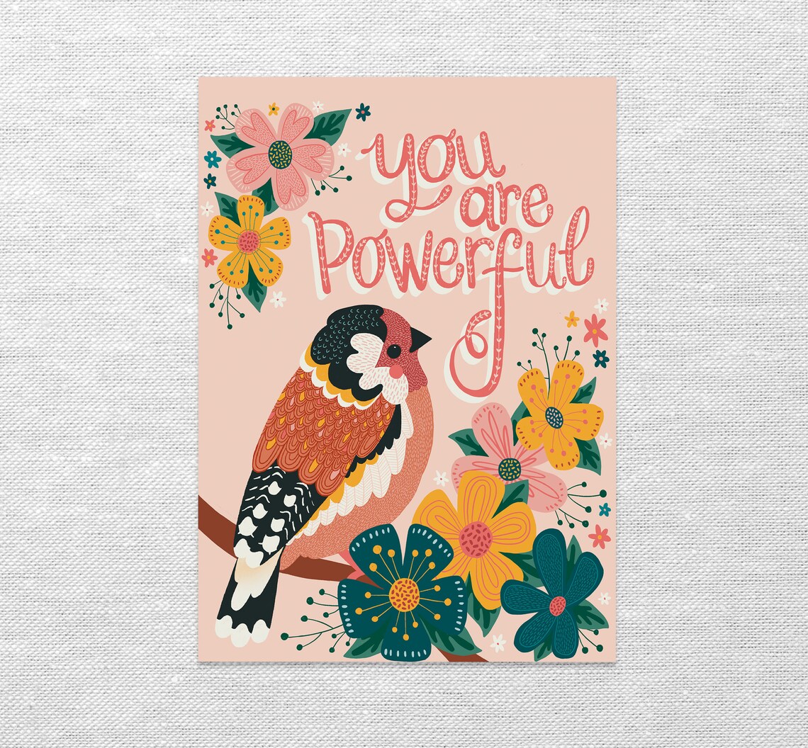 You Are Powerful Kind Bird Word Affirmation Art Print A5 - Etsy