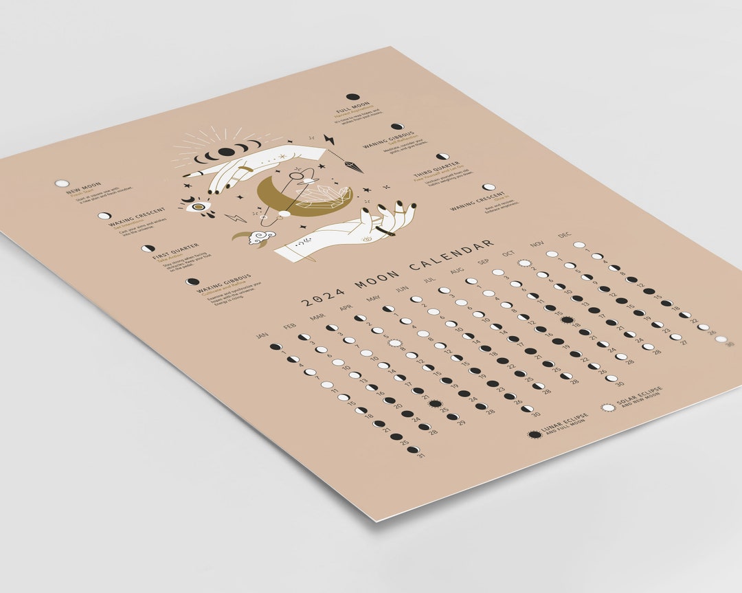Digital Lunar Calendar 2024 PDF for Printing - Etsy