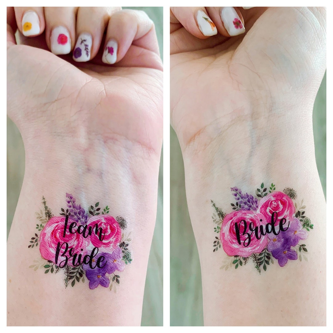 Tattoo Bride & Team Bride Flowers 4,5cm / Wedding Boho Vintage Floral ...