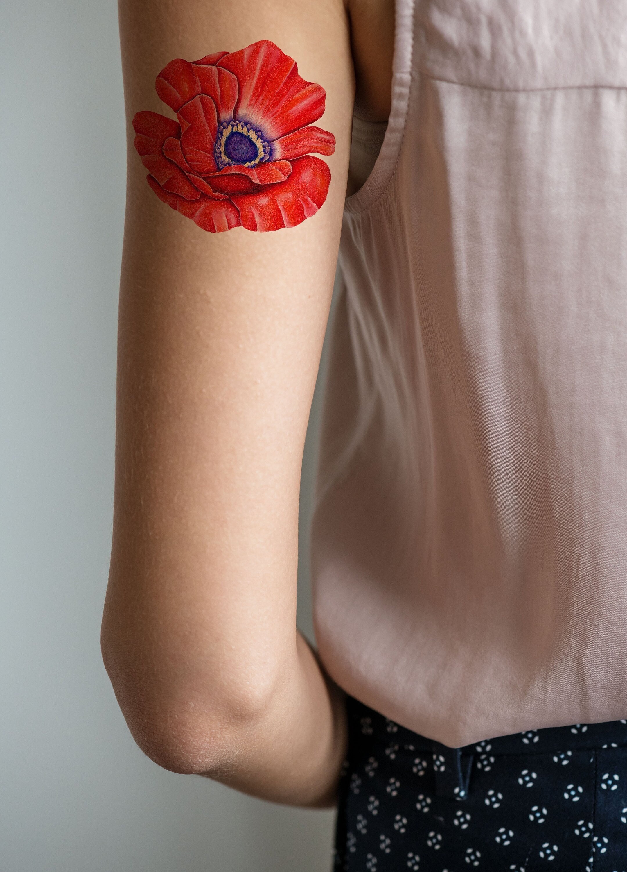 Red Poppy Wrist Tattoo