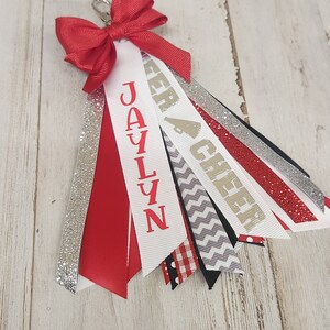 Cheer Ribbon Zipper Pull Name Tags, Cheer Bag Tag Customized ...