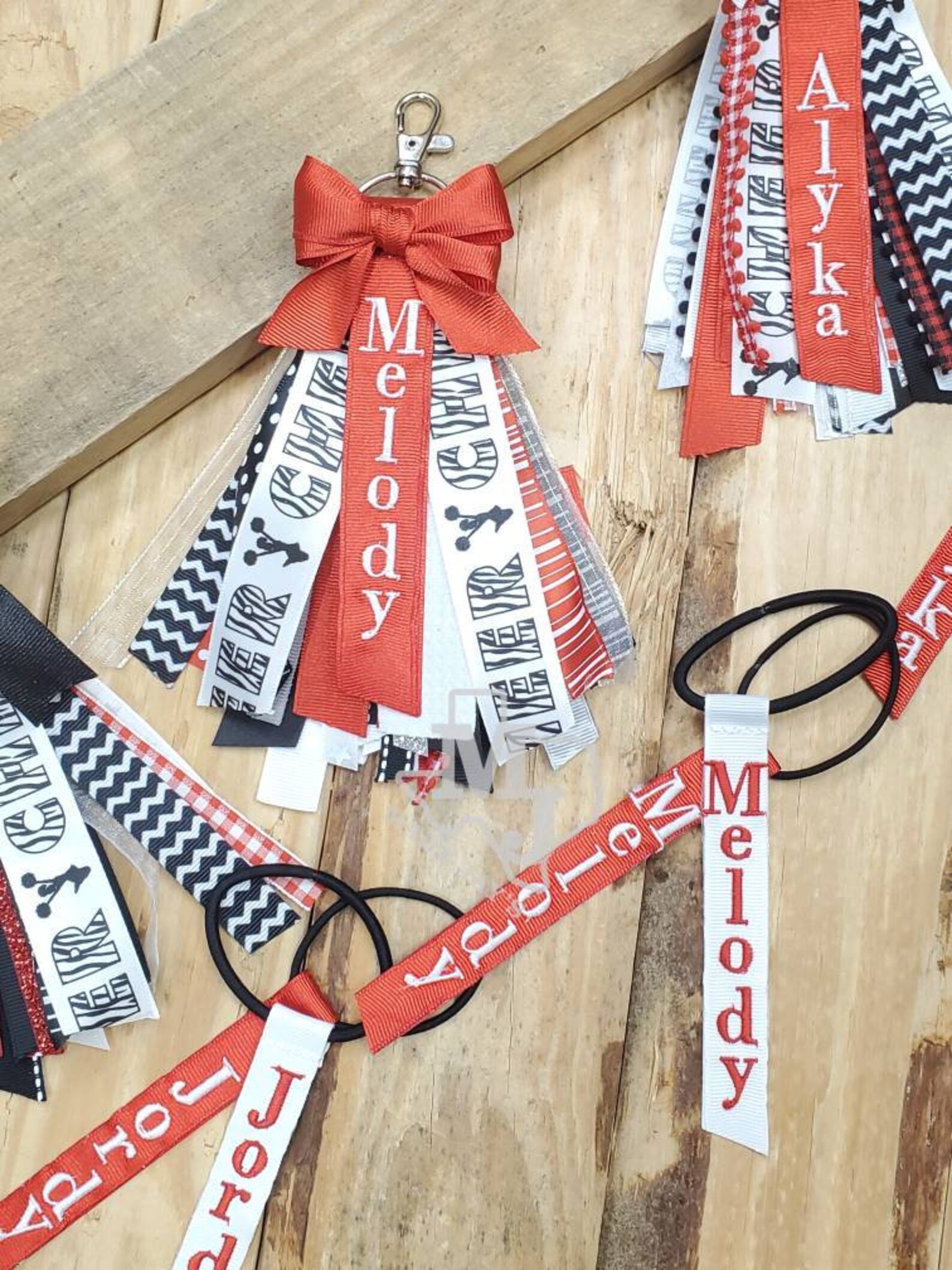Cheer Ribbon Zipper Pull Charm With Pom Pom Tag Embroidered - Etsy