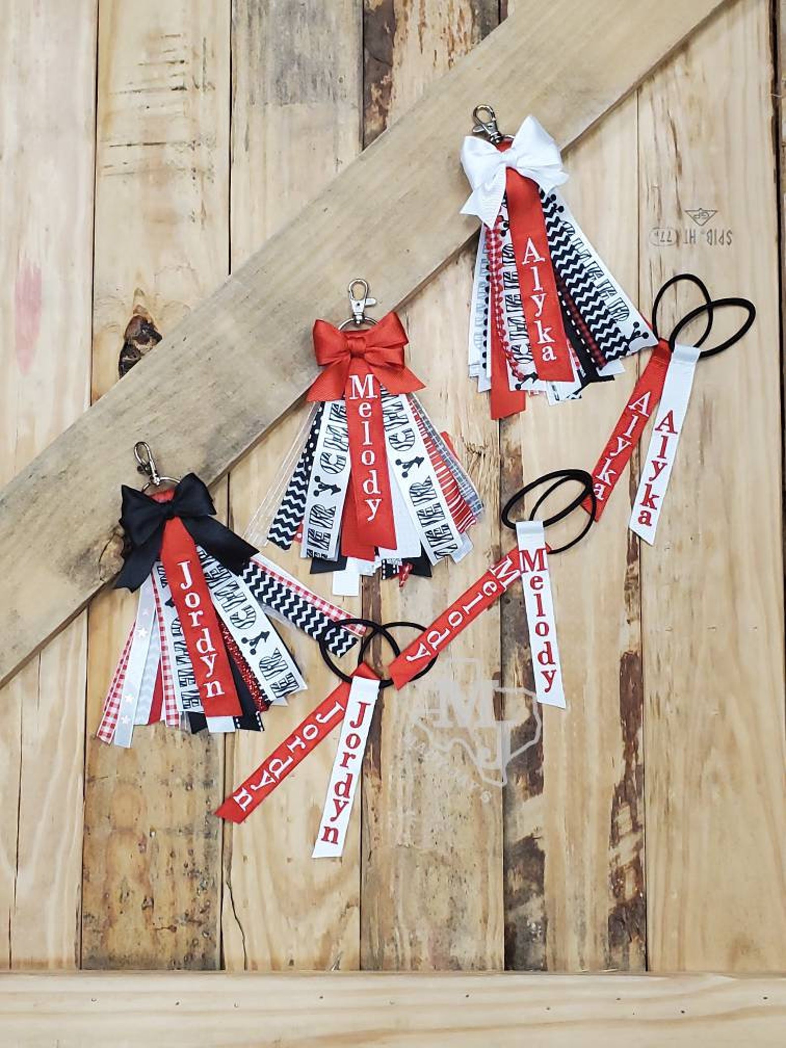 Cheer Ribbon Zipper Pull Charm With Pom Pom Tag Embroidered - Etsy