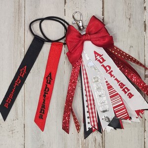 Cheer Ribbon Zipper Pull Charm With Pom Pom Tag, Embroidered Cheer Name ...