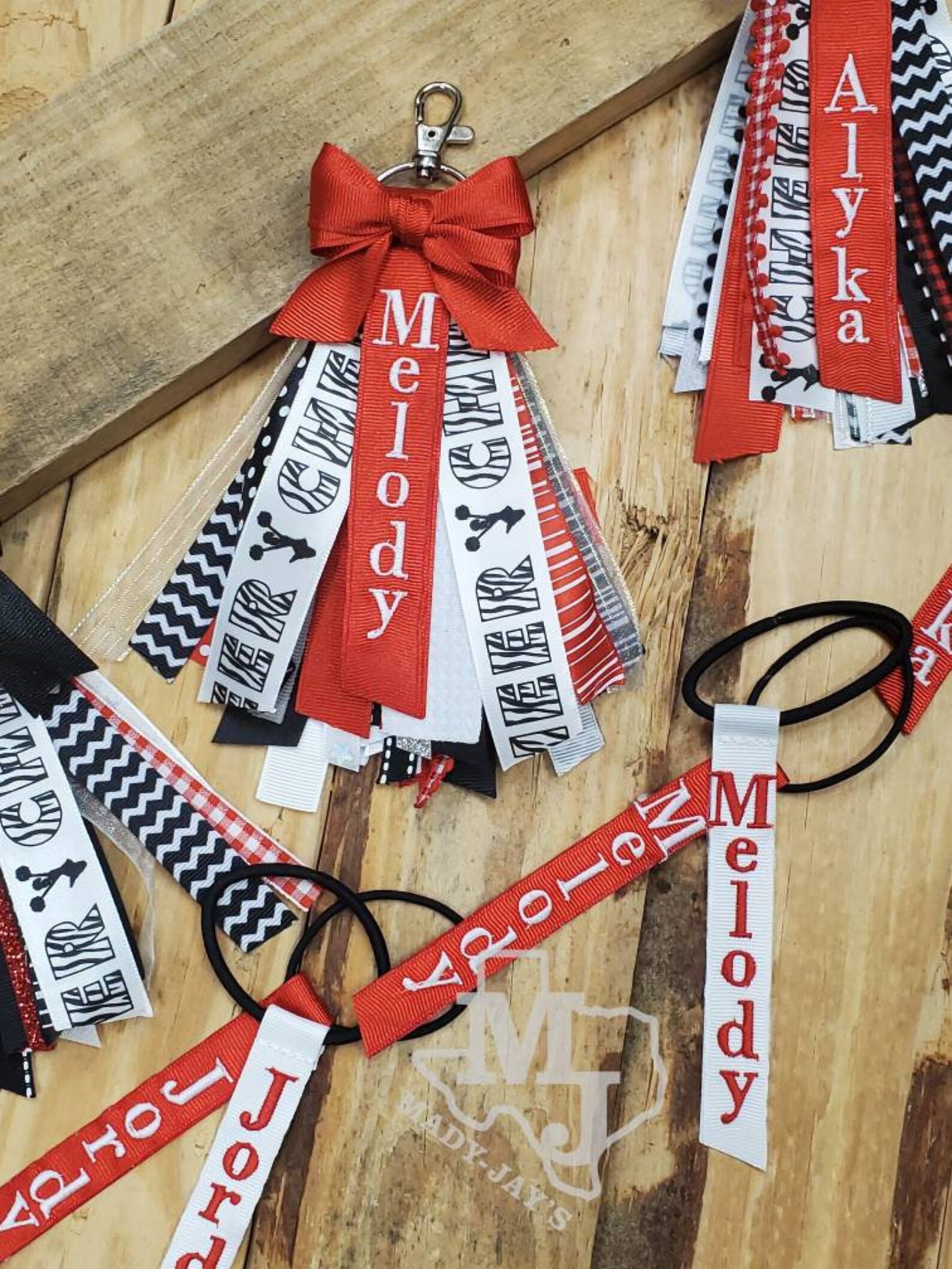 Cheer Ribbon Zipper Pull Charm With Pom Pom Tag Embroidered - Etsy