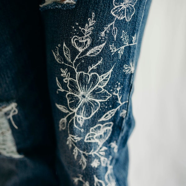 Hand Painted Jeans - Etsy