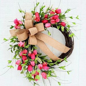 Spring Tulip Door Wreath, Mother's Day Wreath, Easter Tulip Wreath - Etsy