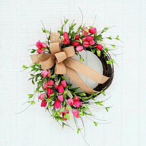 Spring Tulip Door Wreath, Mother's Day Wreath, Easter Tulip Wreath - Etsy