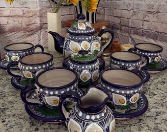 Mexican Talavera Coffee Set Mexican Pottery Tea Pitcher | Etsy