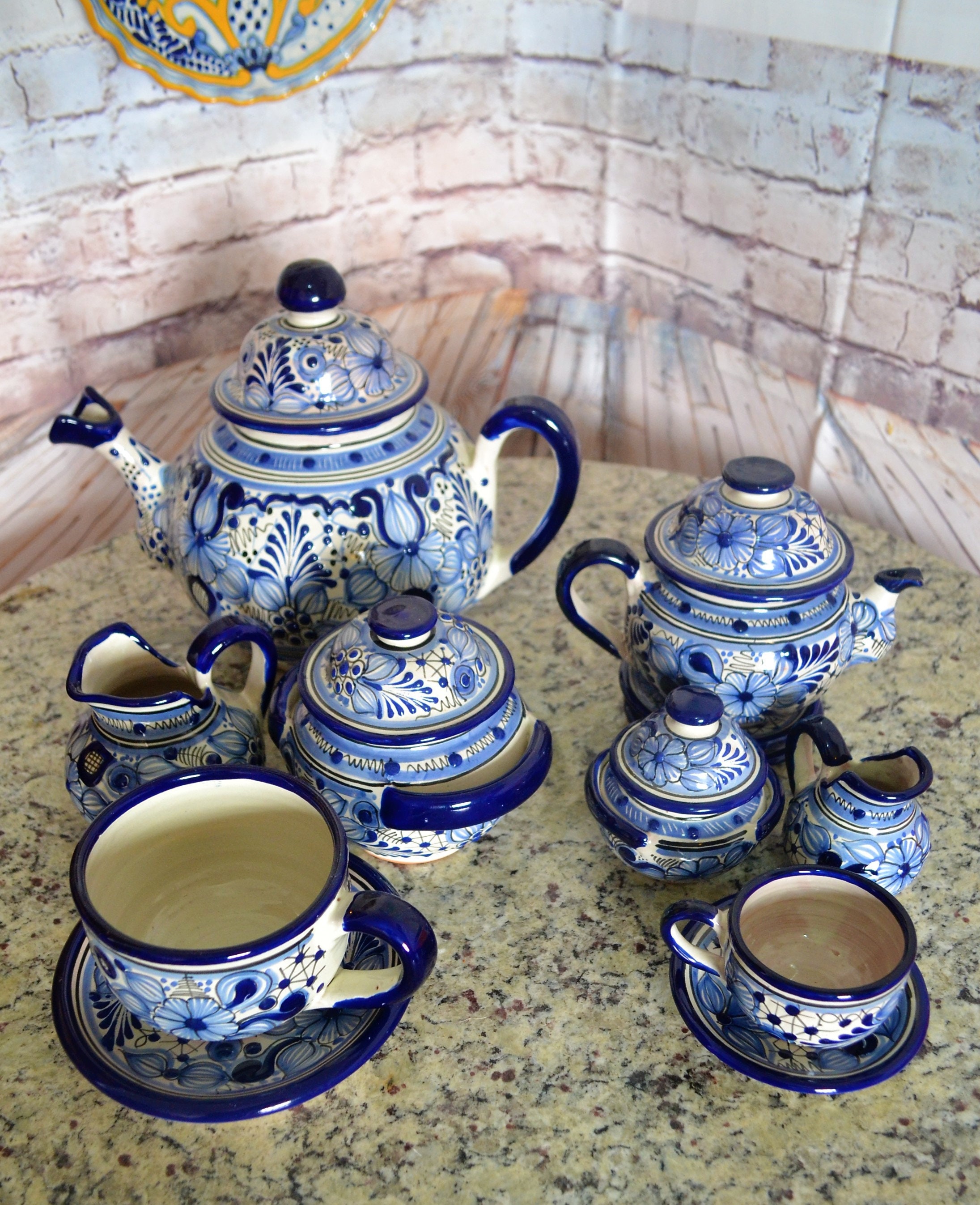 Mexican Talavera Coffee Set, Mexican Pottery, Tea Pitcher, Mexican ...