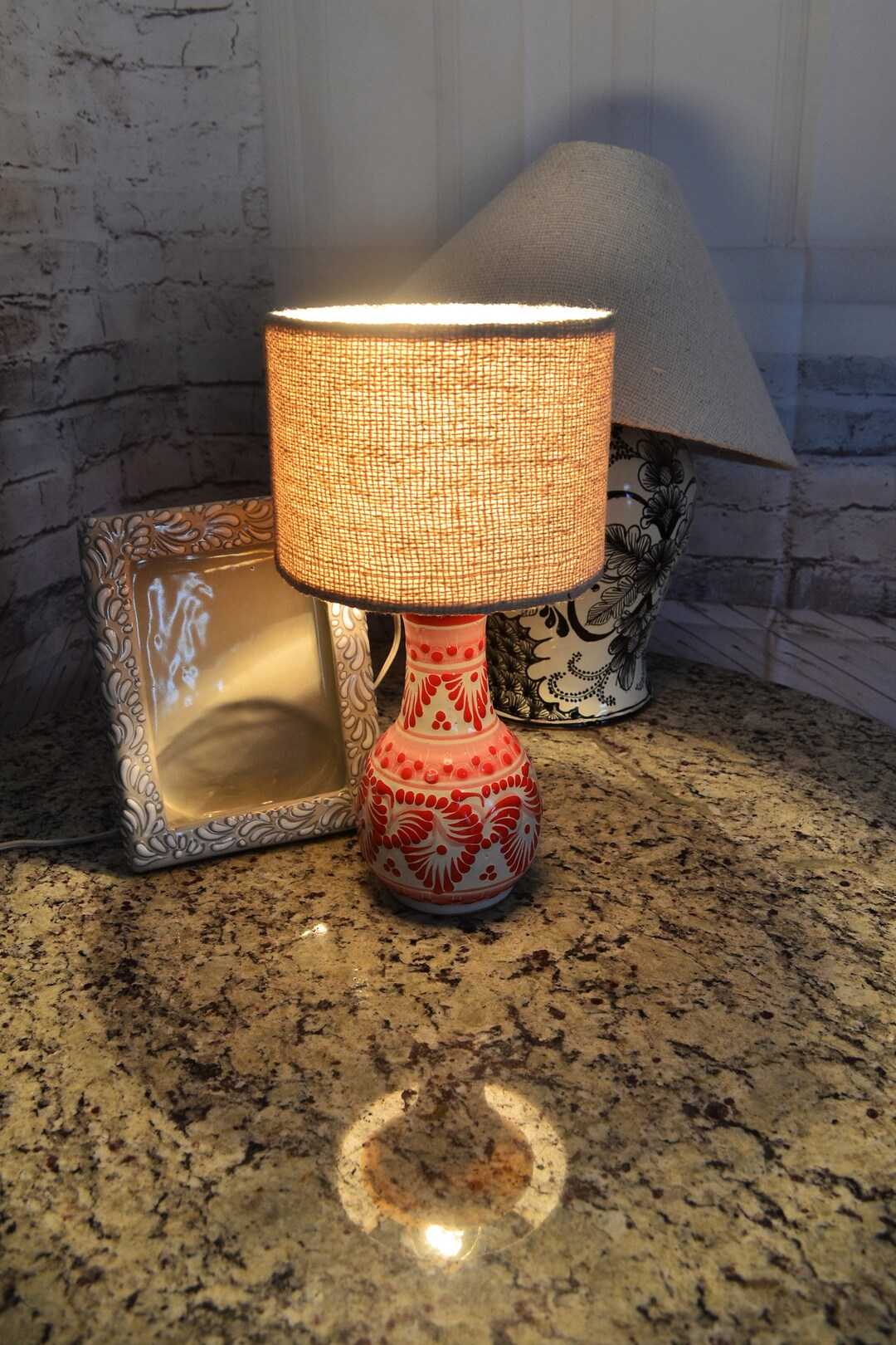 Set of 2 Talavera Bedside Lamp, Beautiful Ceramic Table Lamp, Mexican ...