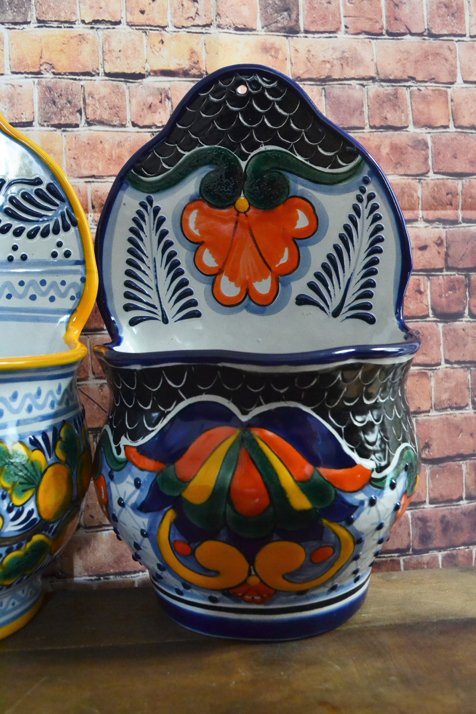Two Piece 4 Authentic Talavera Planters Ceramic Wall Planter - Etsy